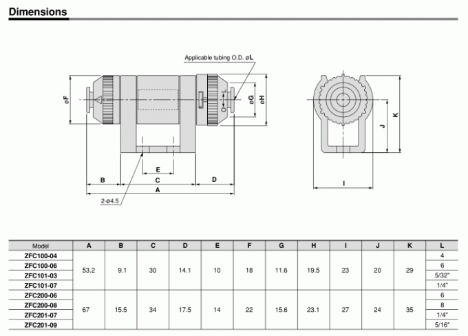 SMC ZFC Series Air Suction Filter In-line Type with One-touch Fittings ...